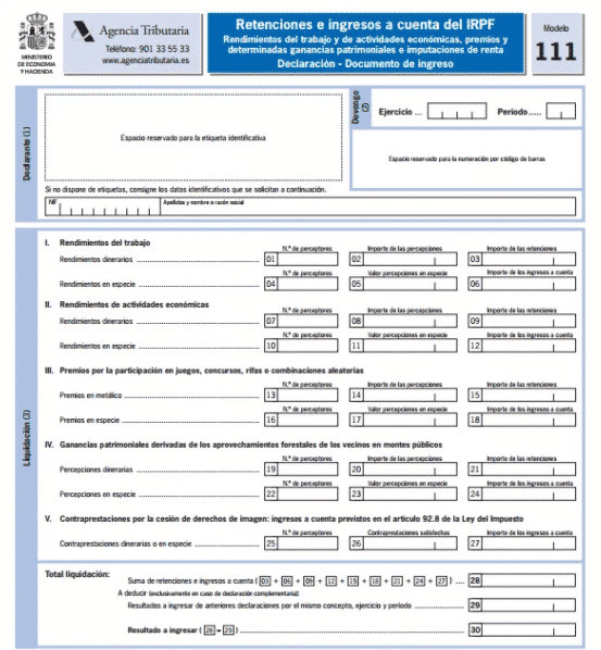 Modelo 111 - Cómo se rellena - Cuándo se presenta | Billin